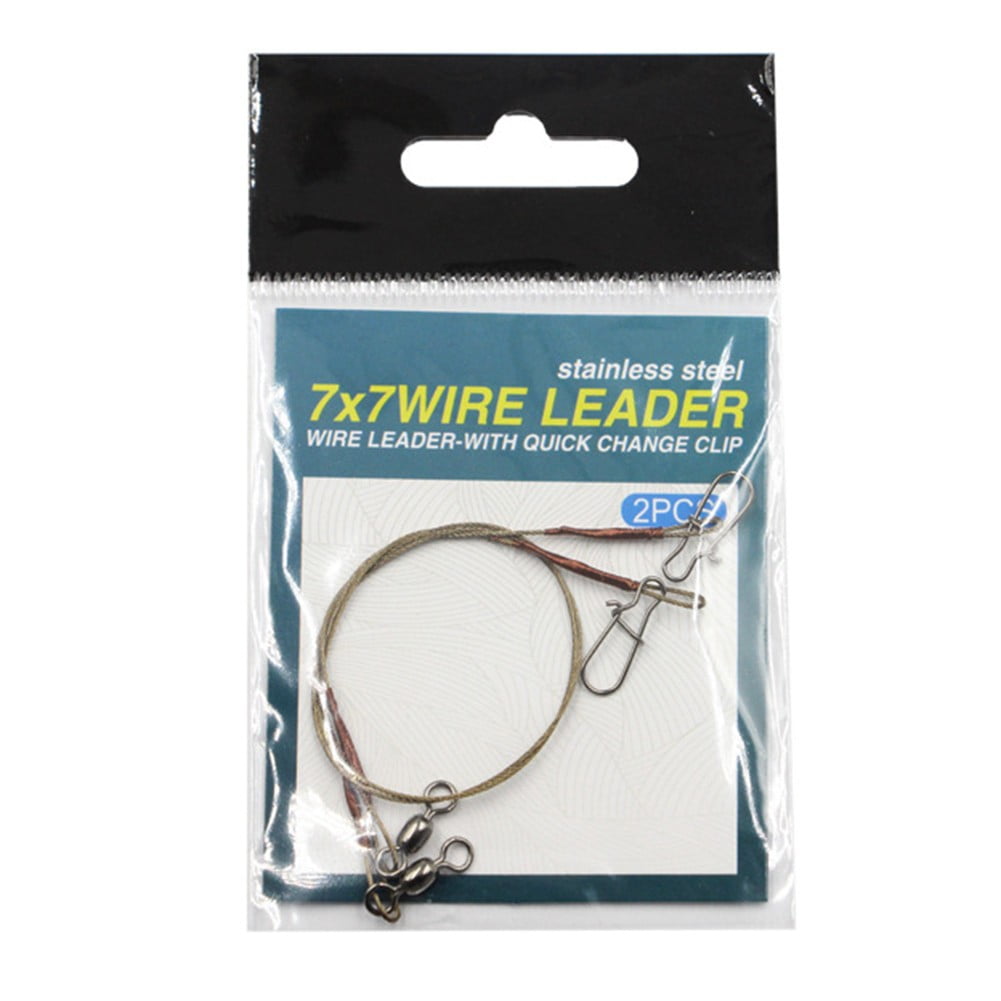 PASILI 2x Fishing Steel Wire Leader Line With Swivel Duo-Lock Snap for ...