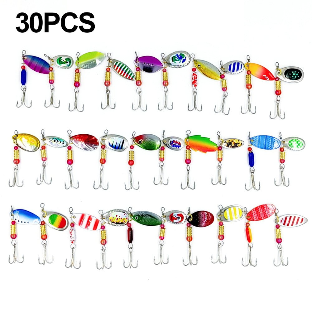 PASILI 30Pcs Fishing Metal Spinner Lures Hard Metal Spinner Bait Kit ...