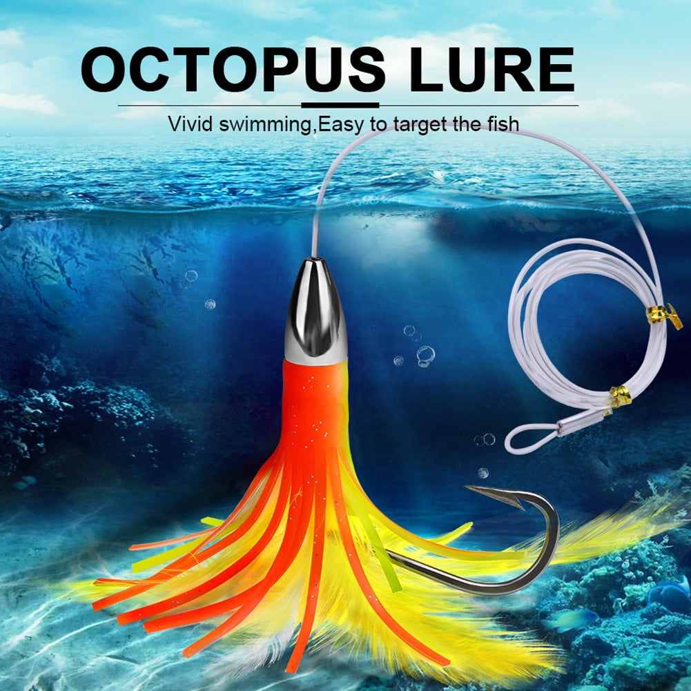 PASILI 5.9inch Trolling Skirt Lure for Tuna Mahi Marlin Rigged Hook ...