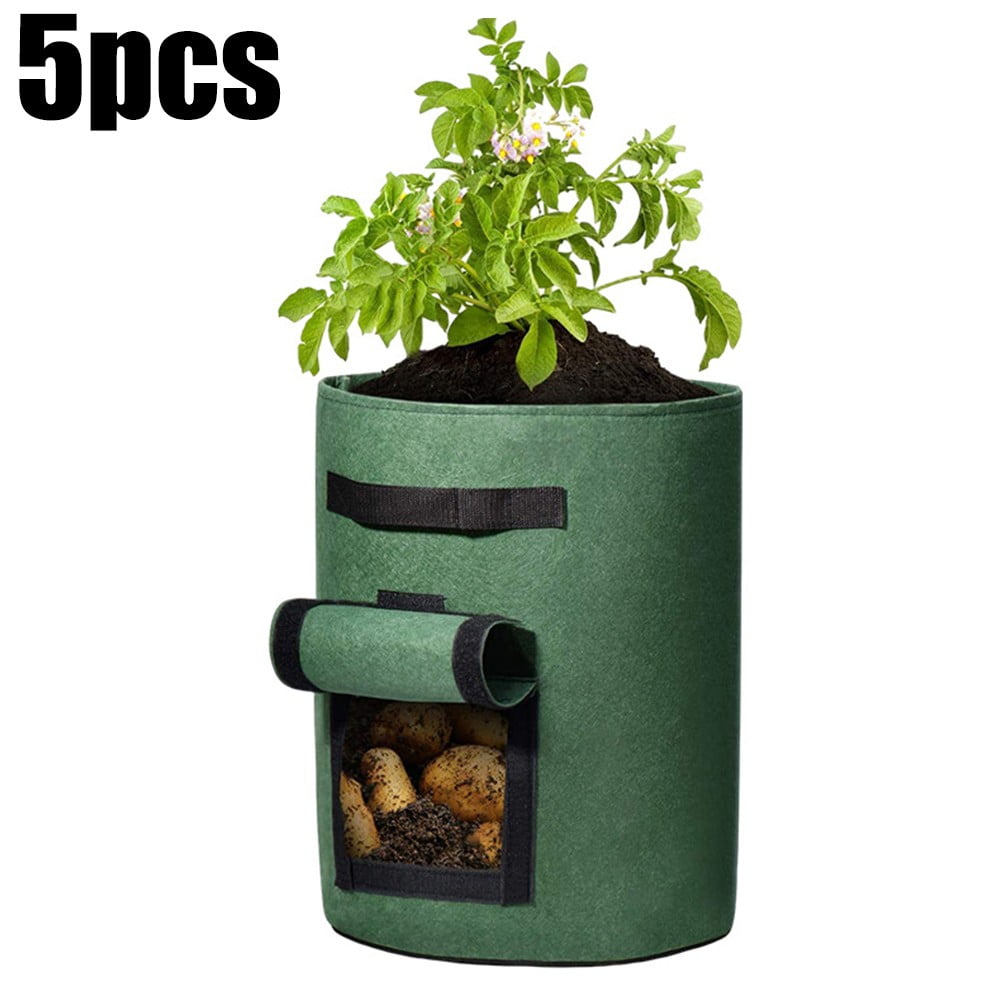 PASILI 5 Pack Fabric Grow Pots Round Aeration Plant Pots Grow Bags 5-7 ...