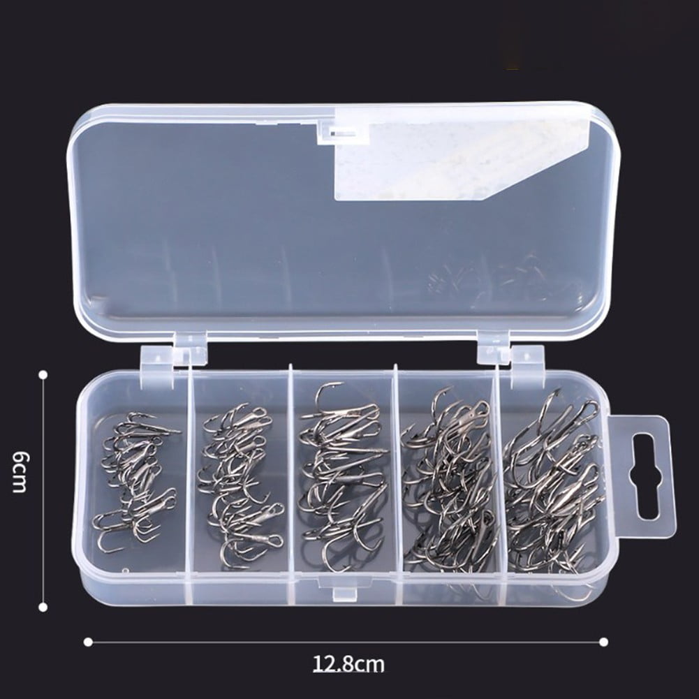 PASILI 50Pcs Triple Hook Set With Box Hot Sale Nickel Triple Hook Set High Carbon Steel Three ...