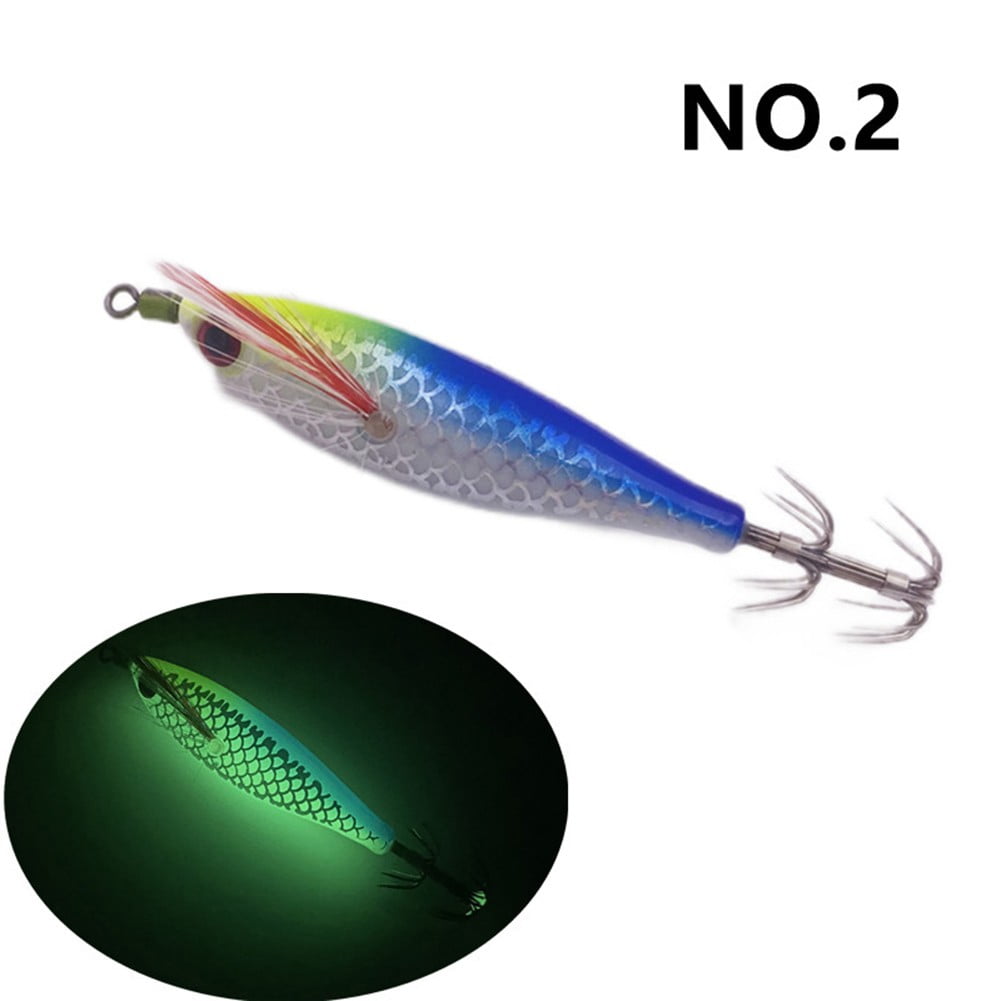 PASILI 5g/8cm Fishing bait Luminous Wooden Shrimp Squid Hook fake bait fish hook - Walmart.com