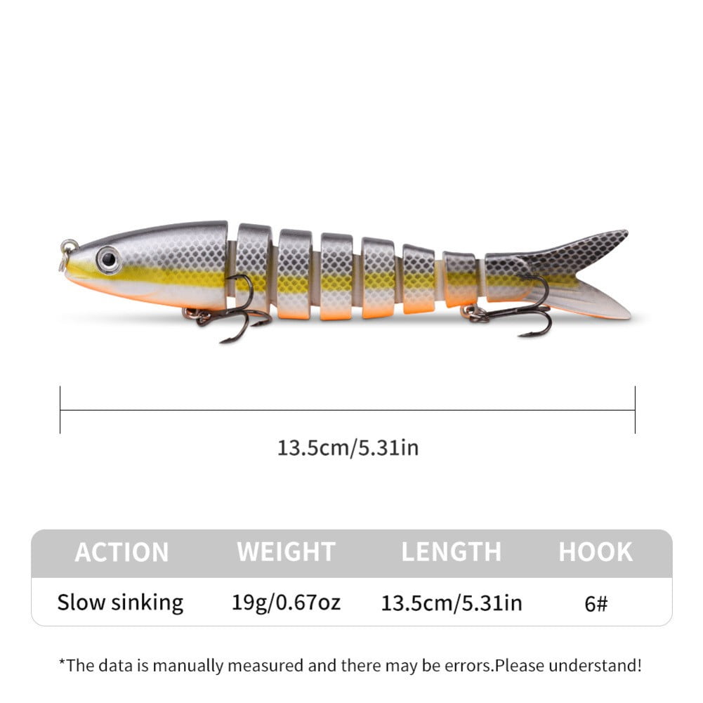PASILI Biomimetic 8-Segment Fishing Lures: Sinking Wobblers For Bass ...
