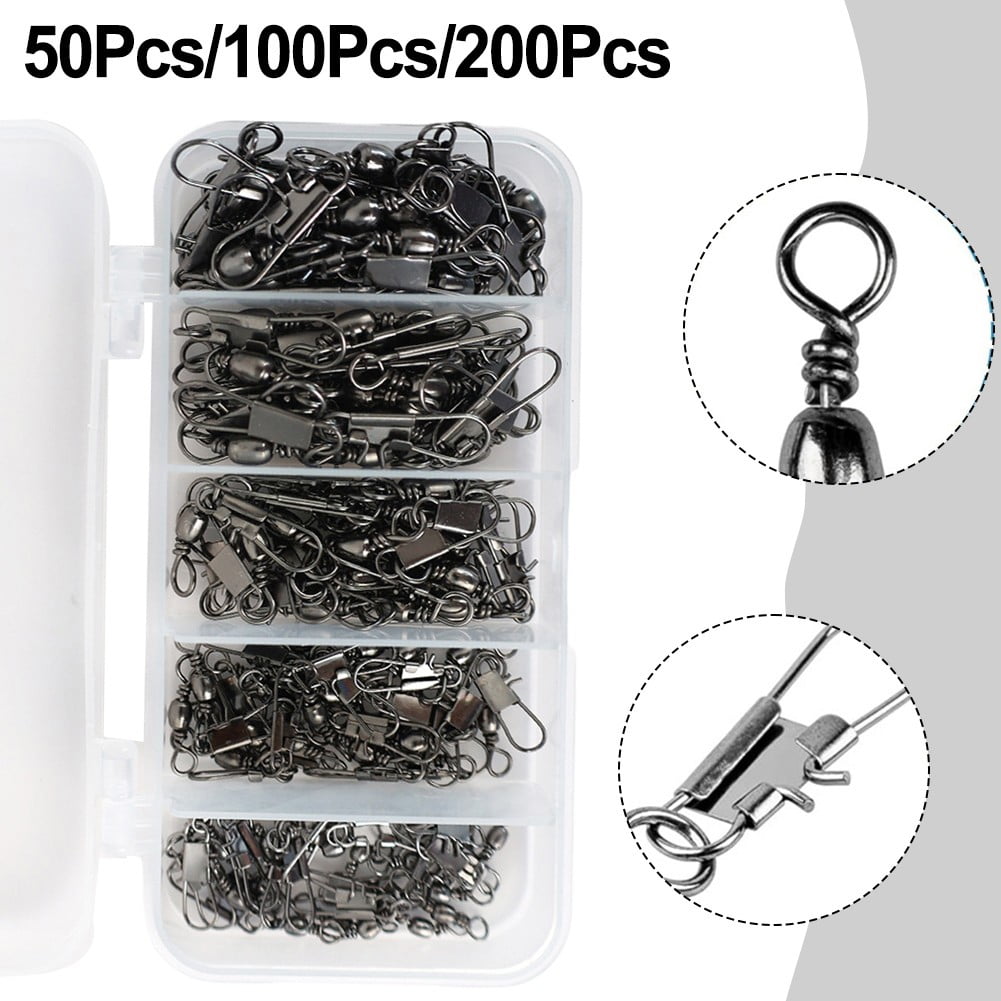 PASILI Fishing Swivel Snap Ball Bearing Snap Swivels Interlock Snaps Line Connector 100pcs ...