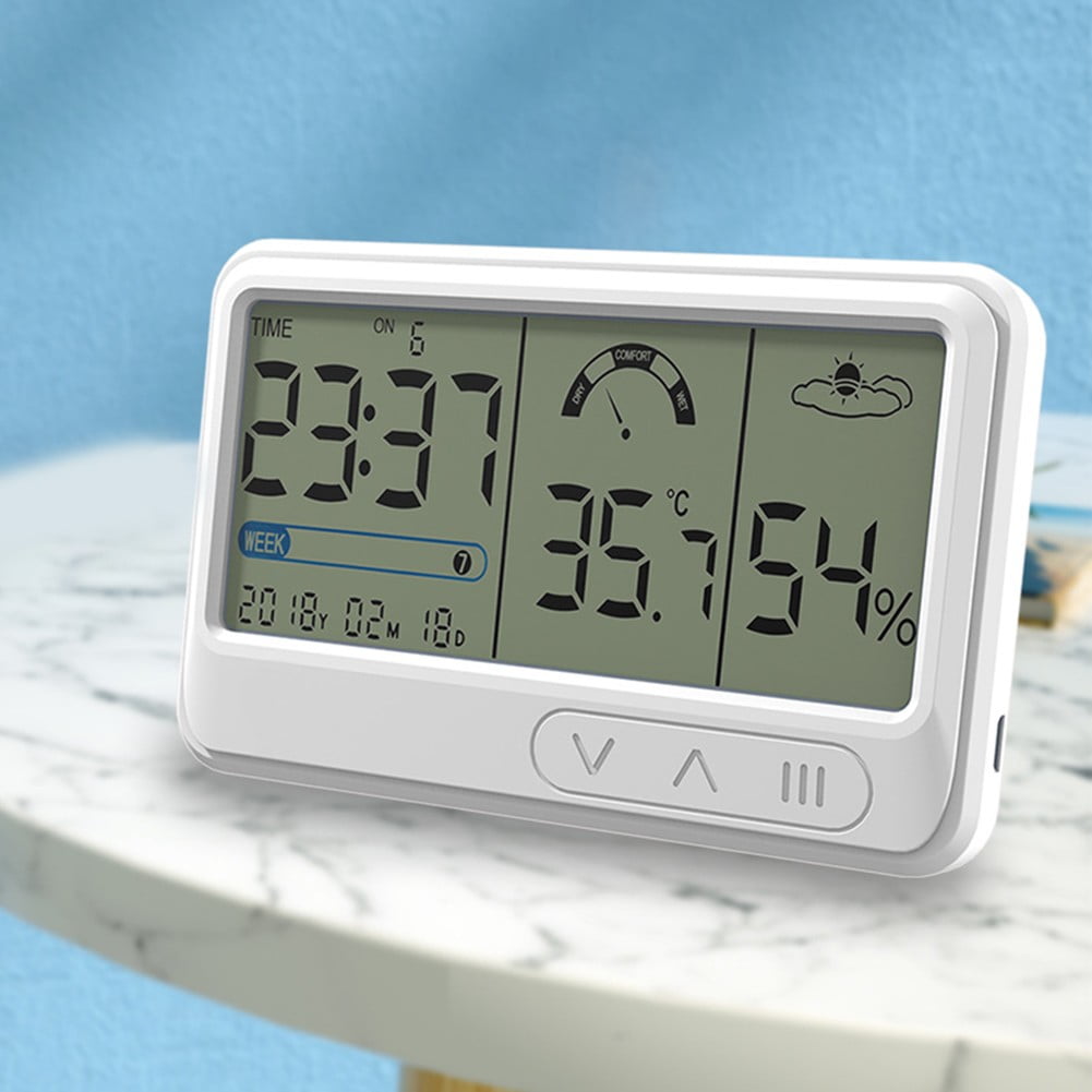 PASILI Indoor Temperature Hygrometer Digital Clock LCD Thermometer Room ...