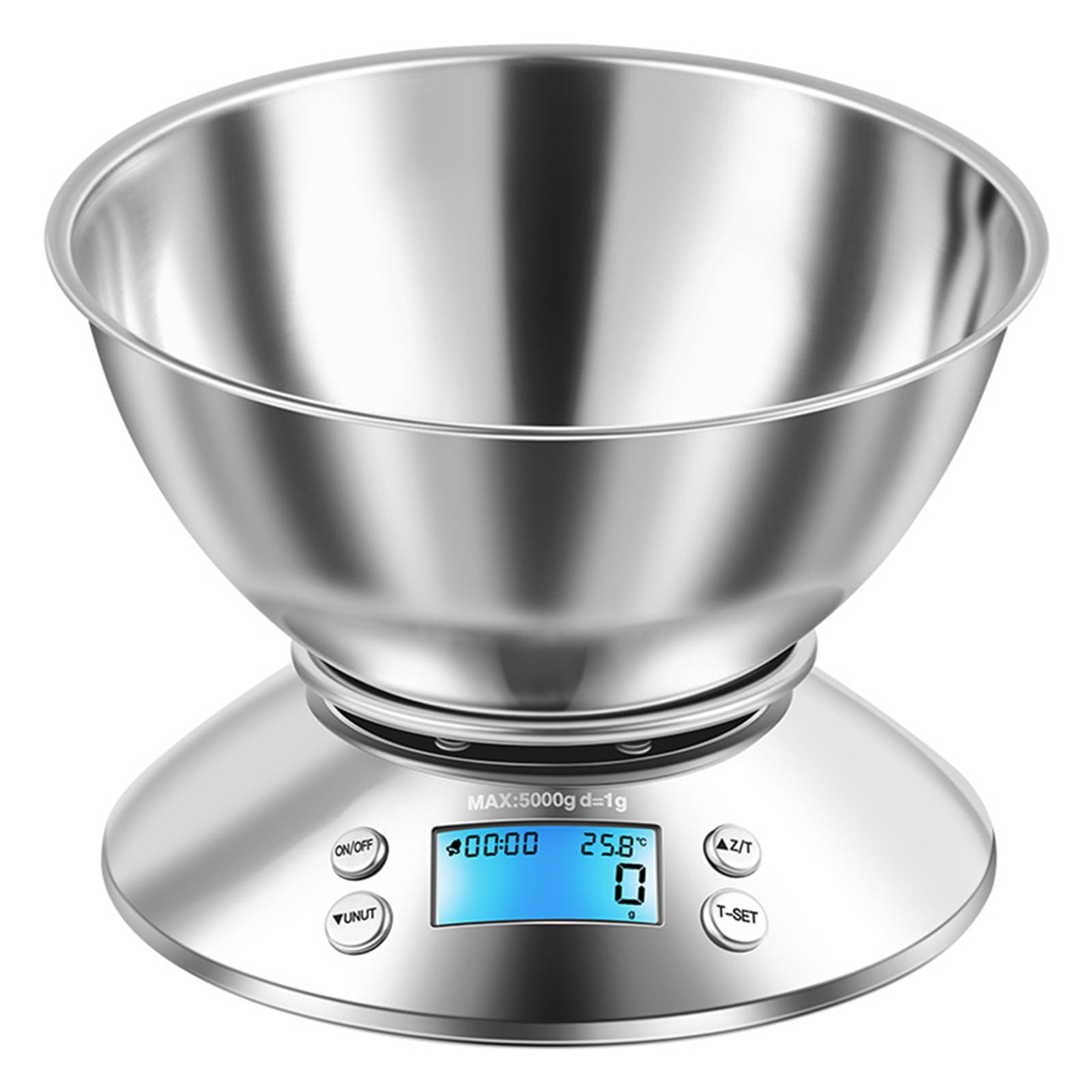PASILI Kitchen Scale 5kg/1g 3kg/0.1g W/Removable Knead Dough Bowl Timer ...