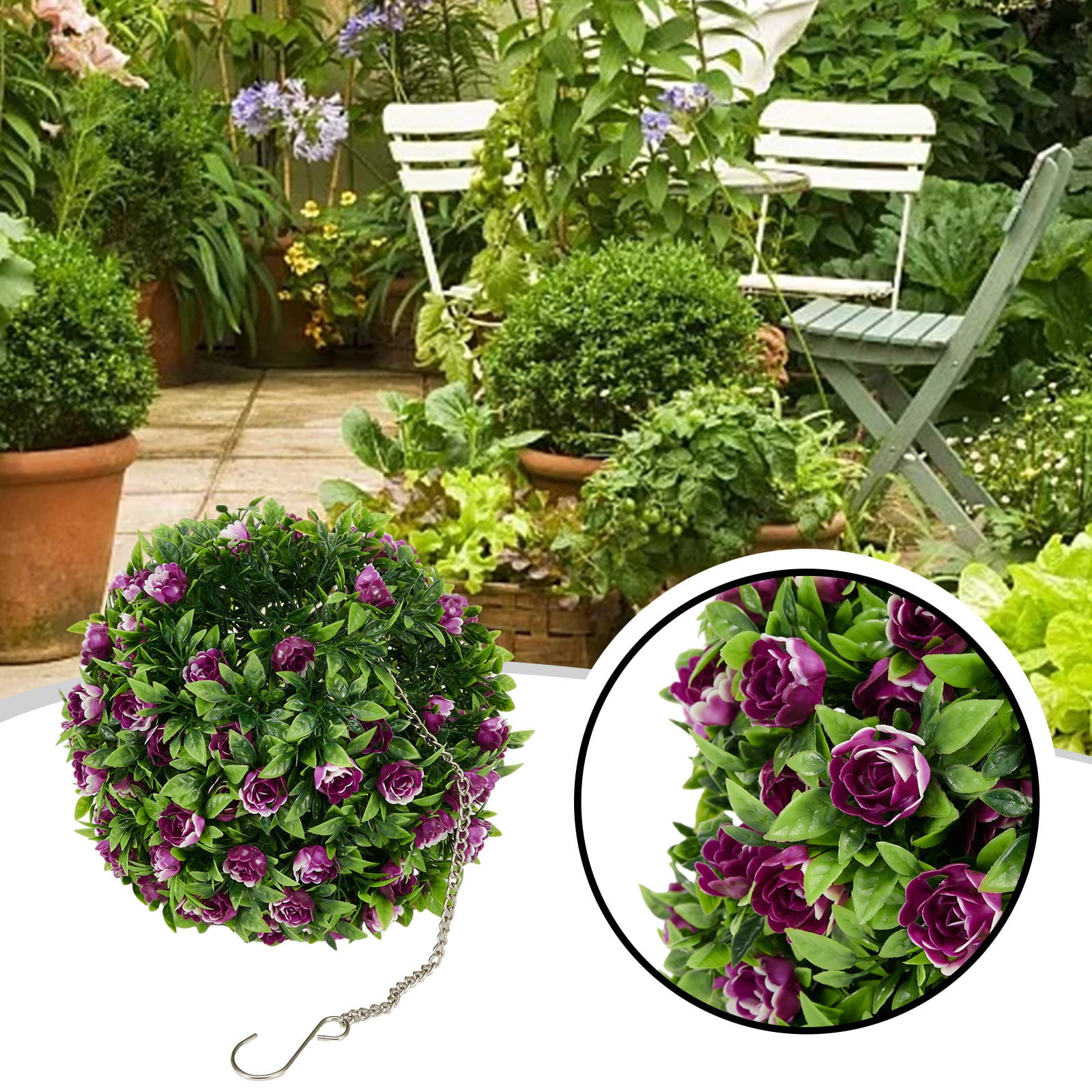 PASILI Rose Flower Balls Topiary Hanging Garden Basket Stable - Walmart.com