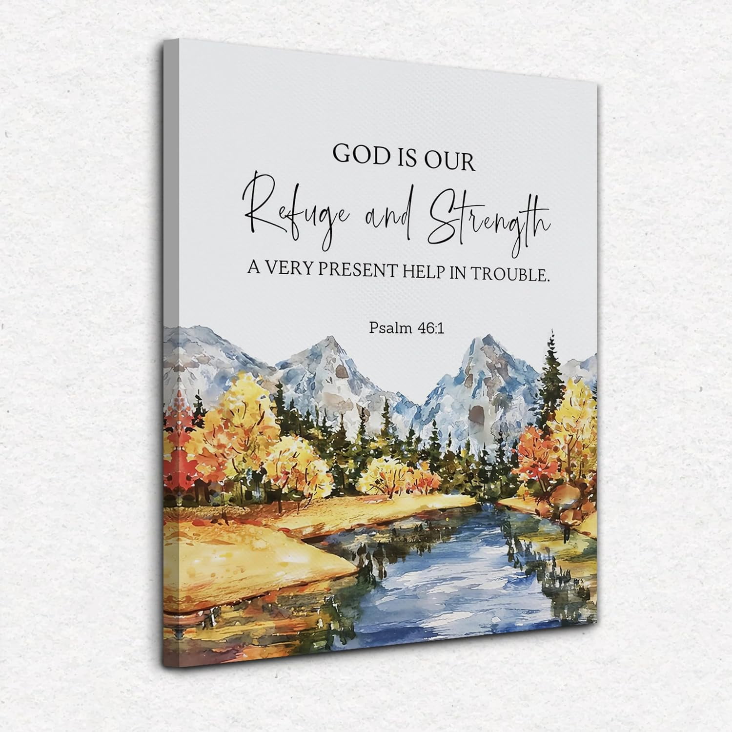 PASLM 46:1 Christian Canvas Wall Art,Christian Wall Decor,Bible Verses ...