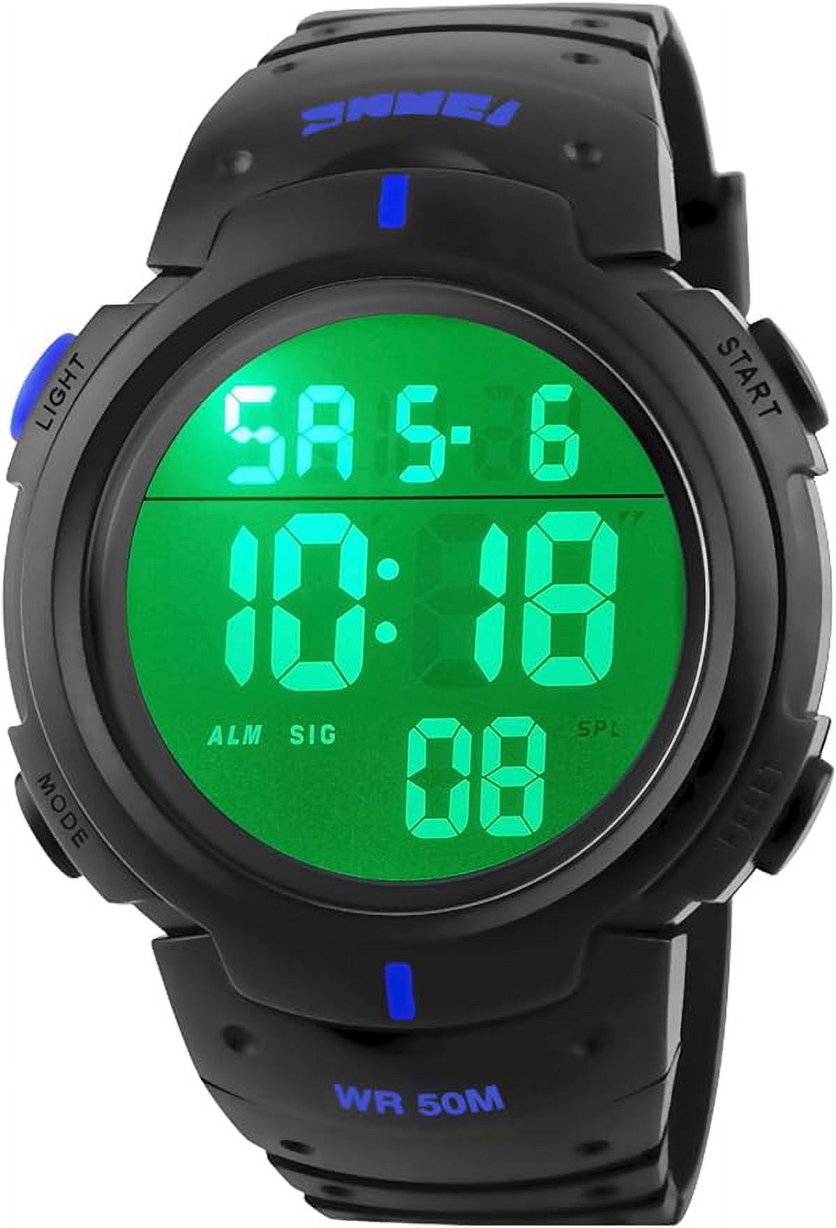 PASOY Mens Women Digital Watch Big Dial Light LED Swim Waterproof ...