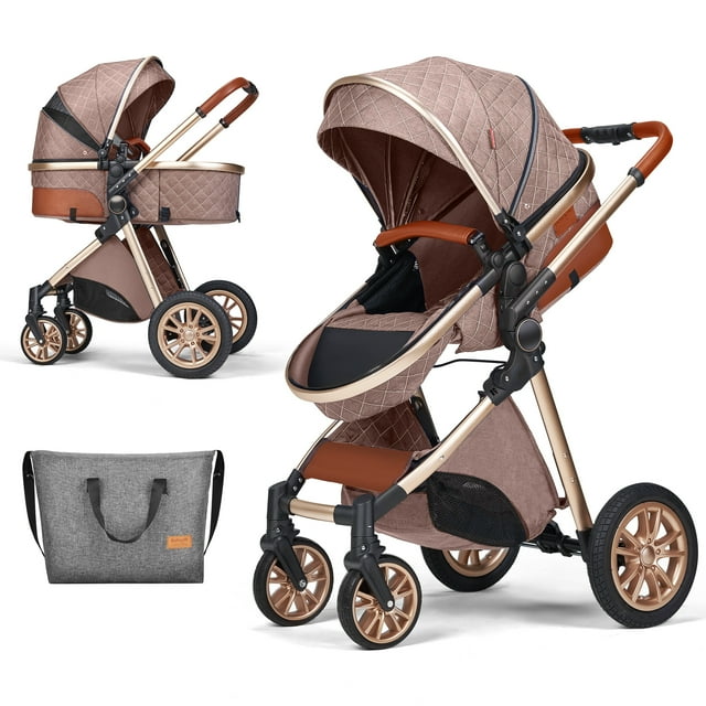 PASSING LOVE Folding Aluminum Infant Baby Stroller Kids Carriage,Brown ...