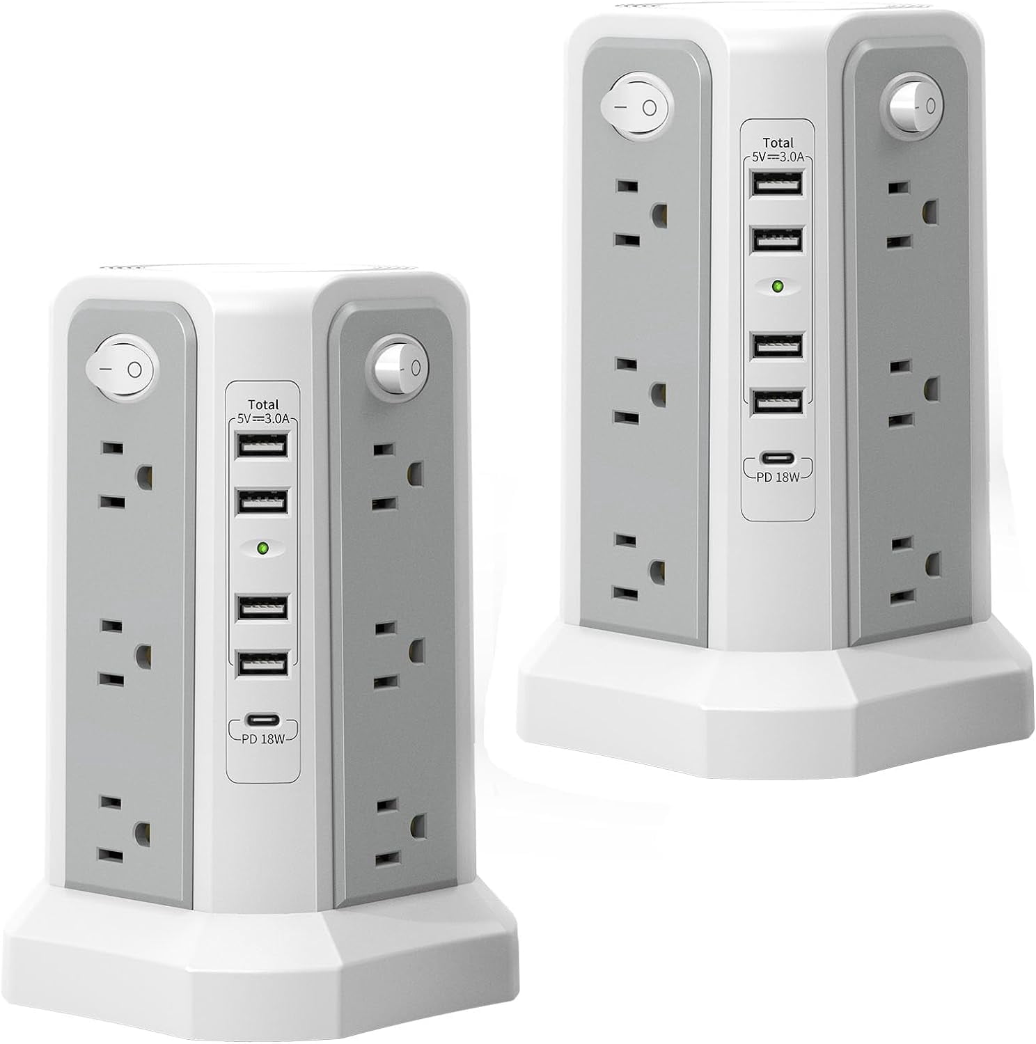 PASSUS Surge Protector Power Strip with USB C Port,10FT Extension Cord ...