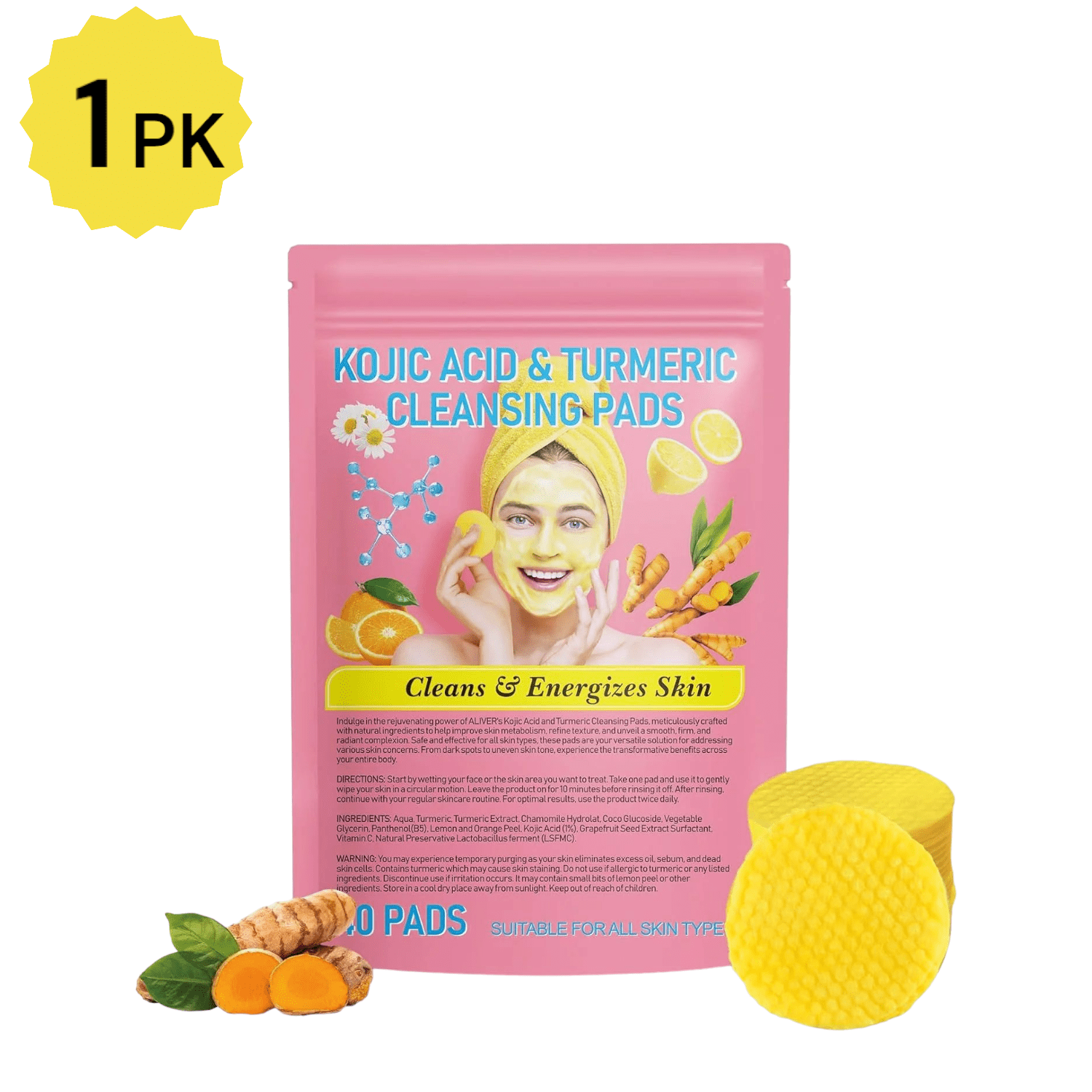 PASUTEC Turmeric Kojic Acid Face Cleansing Pads, Soothing Pads for ... PASUTEC Turmeric Kojic Acid Face Cleansing Pads, Soothing Pads for ...