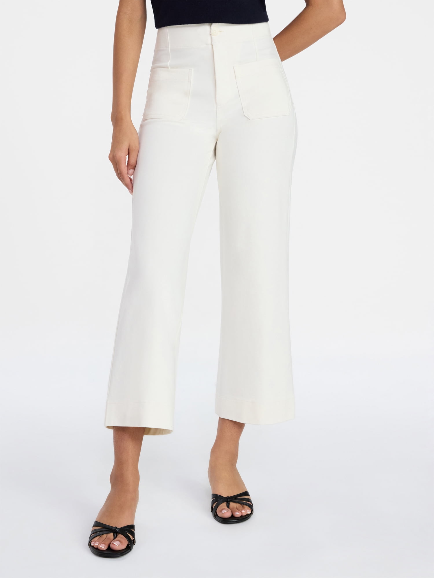 Time and Tru Women's Patch Pocket Ponte Knit Pants, 28" Inseam, Sizes 0 ...