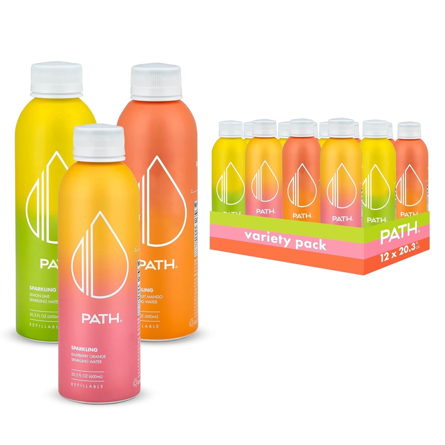 PATH Water Ultra-Purified Sparkling Flavored Water, 20 fl oz, 12 pack ...