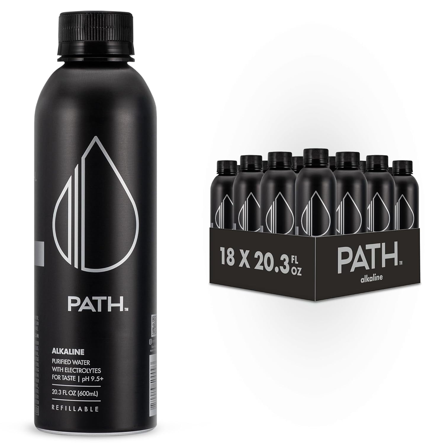 PATH 20.3oz High pH Electrolytes Drinking Water, Alkaline Bottled Water ...