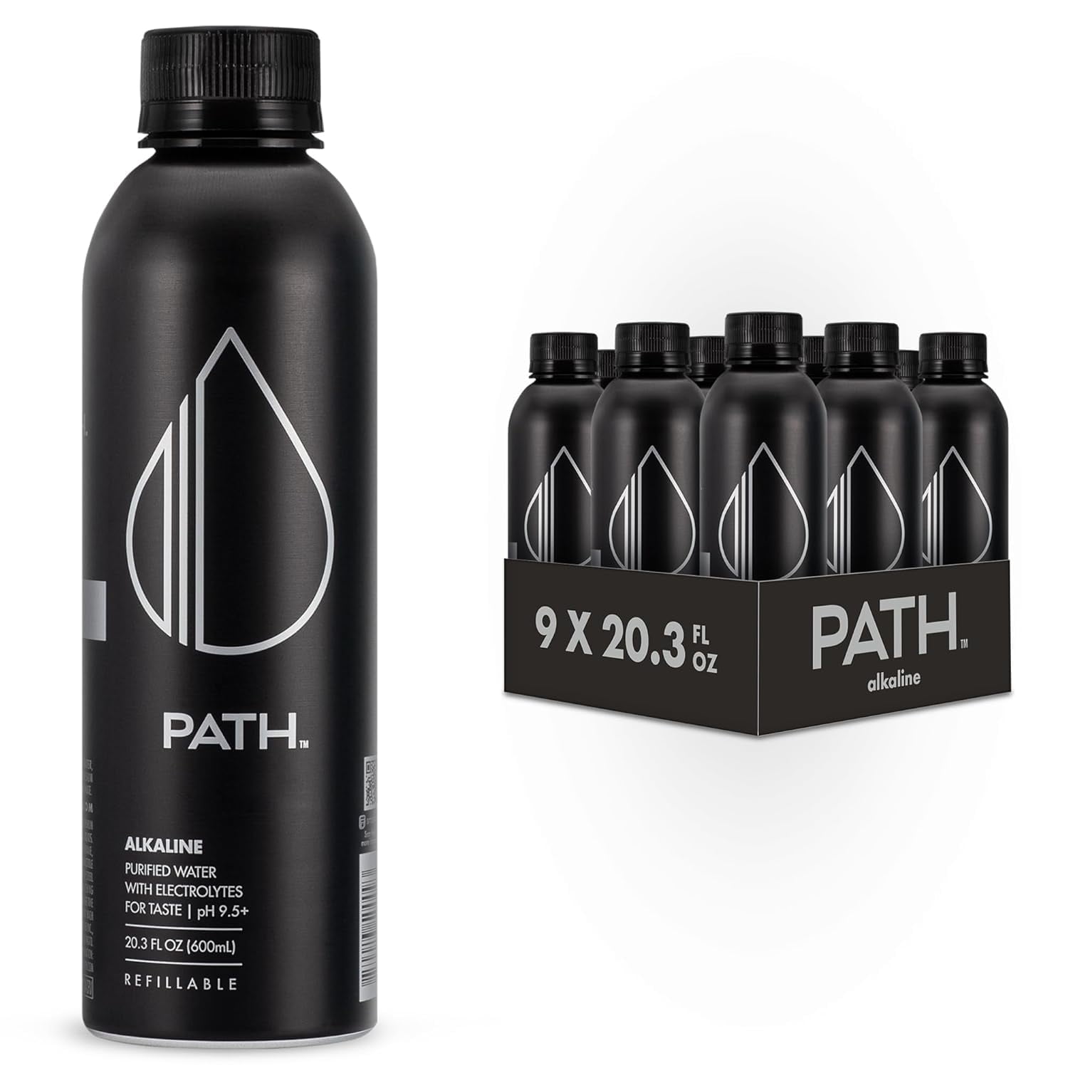 PATH High pH Alkaline Water with Electrolytes, Reusable Aluminum Bottle ...