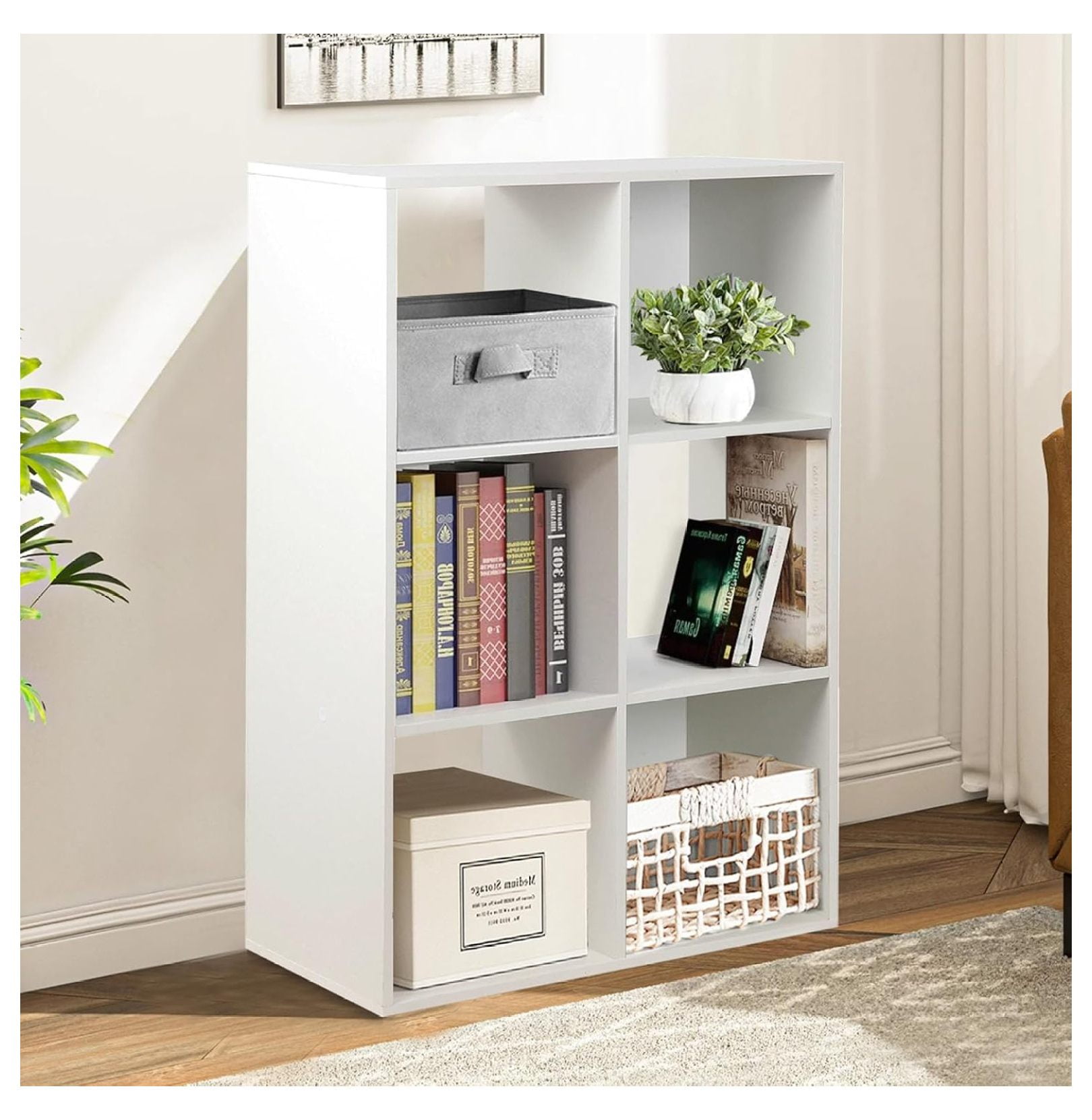 PATHIRA US 6-Cube Wooden Storage Bookcase, Fits 11 Inch Storage Bin ...