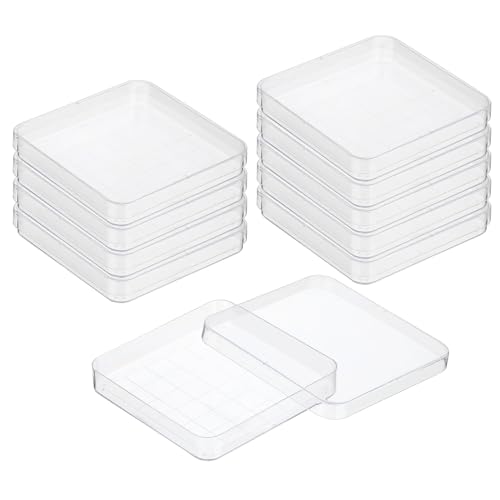 PATIKIL 100mm Plastic Petri Dishes with Cover, 10 Pcs Grid Squares ...