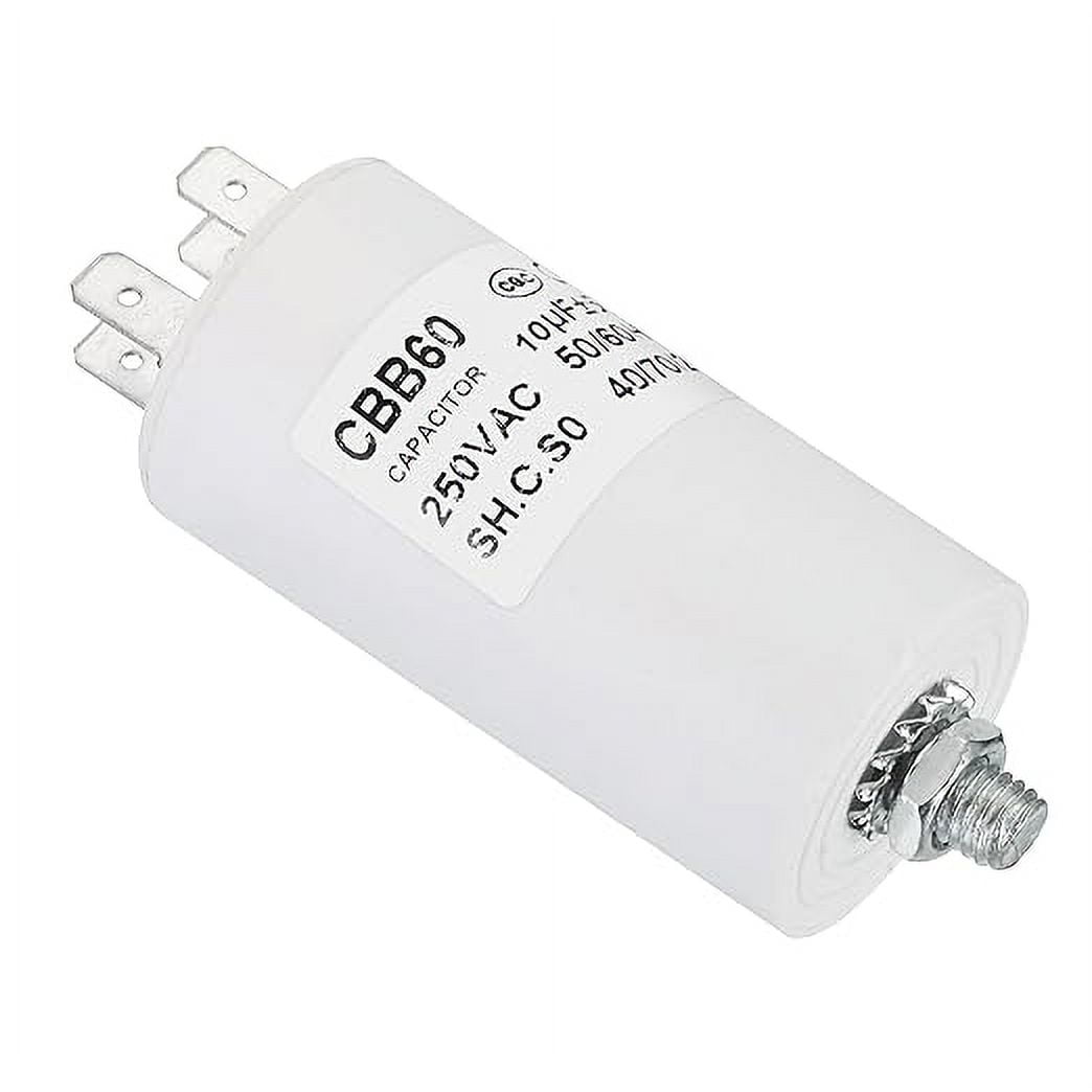 PATIKIL 10uf CBB60 Run Capacitor,AC 250V 4 Pins 50/60Hz Cylinder Bottom ...