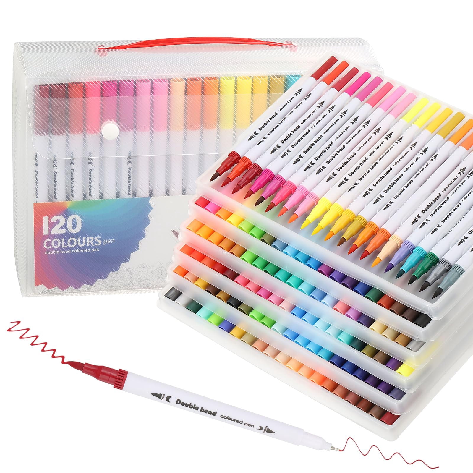 PATIKIL Dual Tip Colored Pens, 100 Colors Brush and Fineliner Tips ...