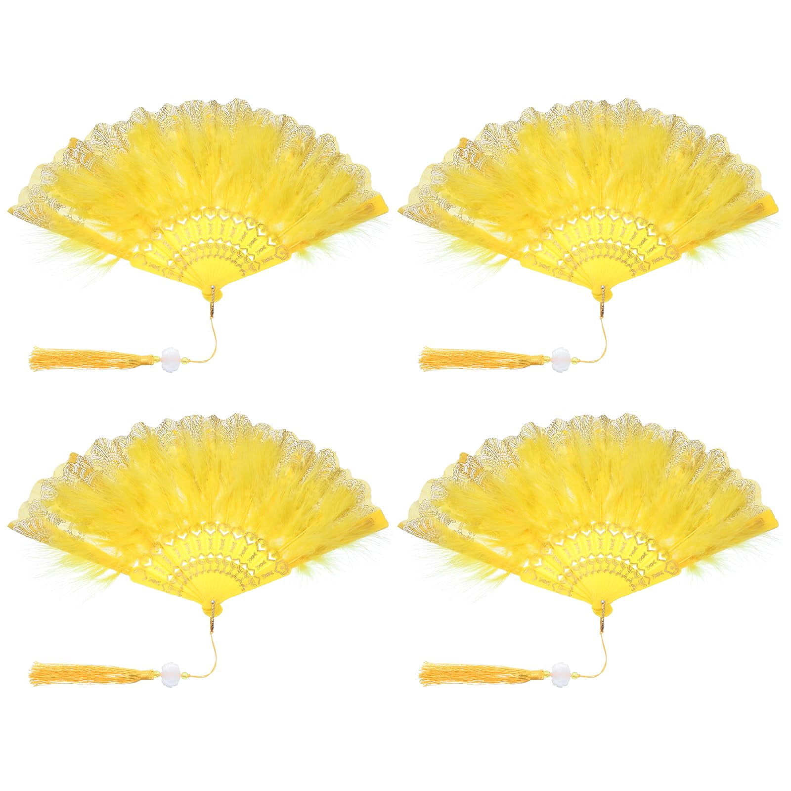 PATIKIL Embroidered Flower Marabou Feather Fan, ATT14 Pack 1920s ...