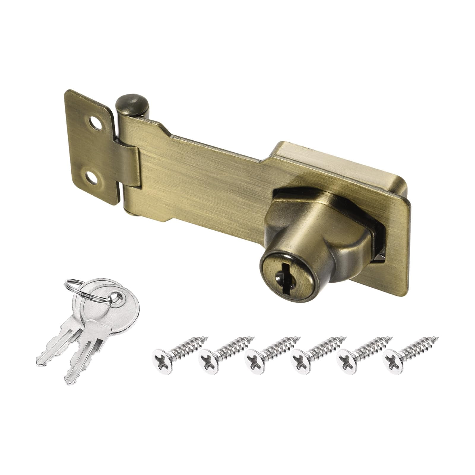 PATIKIL Keyed Hasp Locks, 2.5 Inch Twist Knob Locking Hasp Zinc Alloy ...