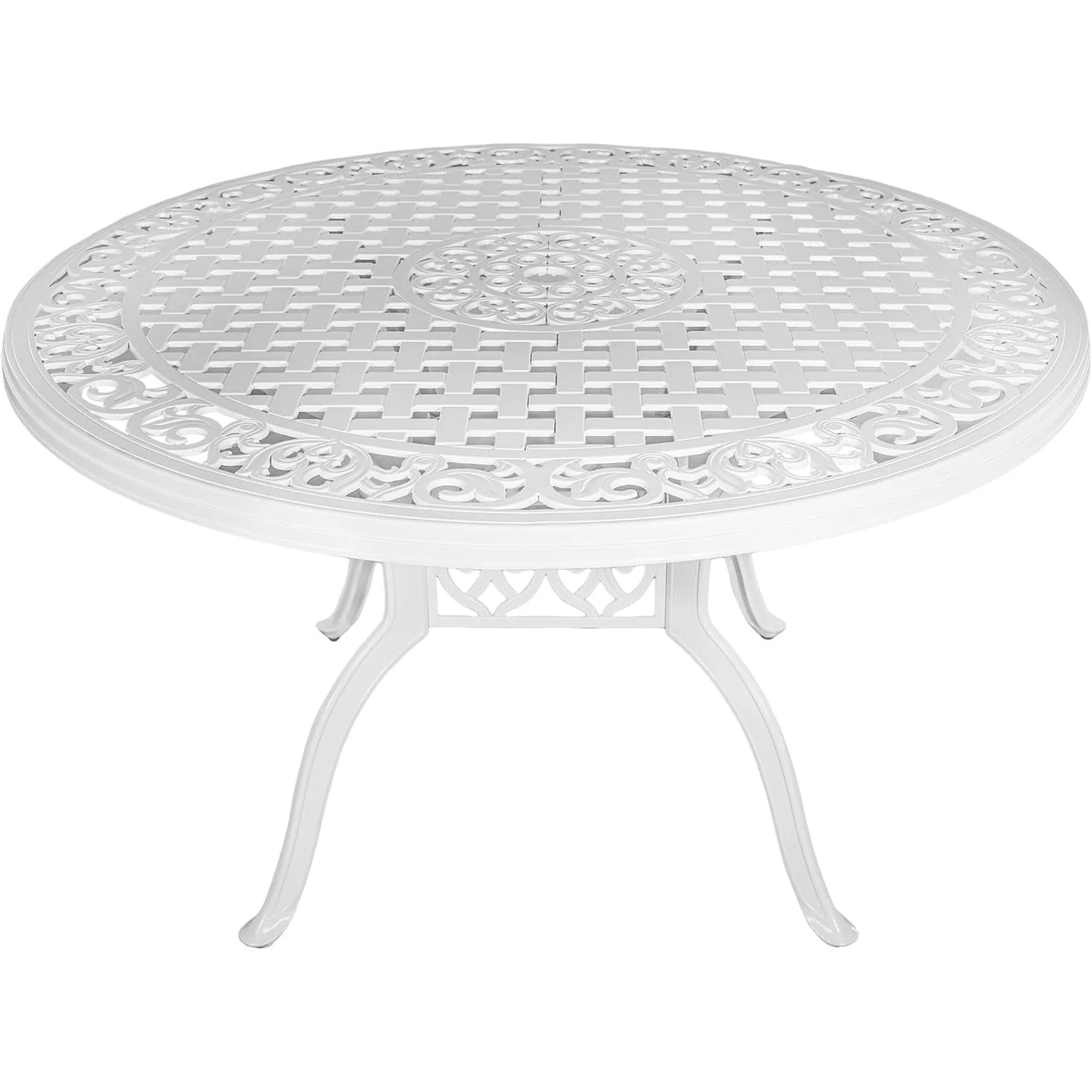 PATIO-IN 48 Inch Round Outdoor Dining Table, Powder-Coated Cast ...