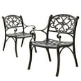 PATIO-IN Set of 2 Cast Aluminum Armrest Outdoor Patio Chairs, Metal ...