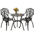 PATIO-IN Bronze Cast Aluminum Bistro Set, Compact Outside Deck ...