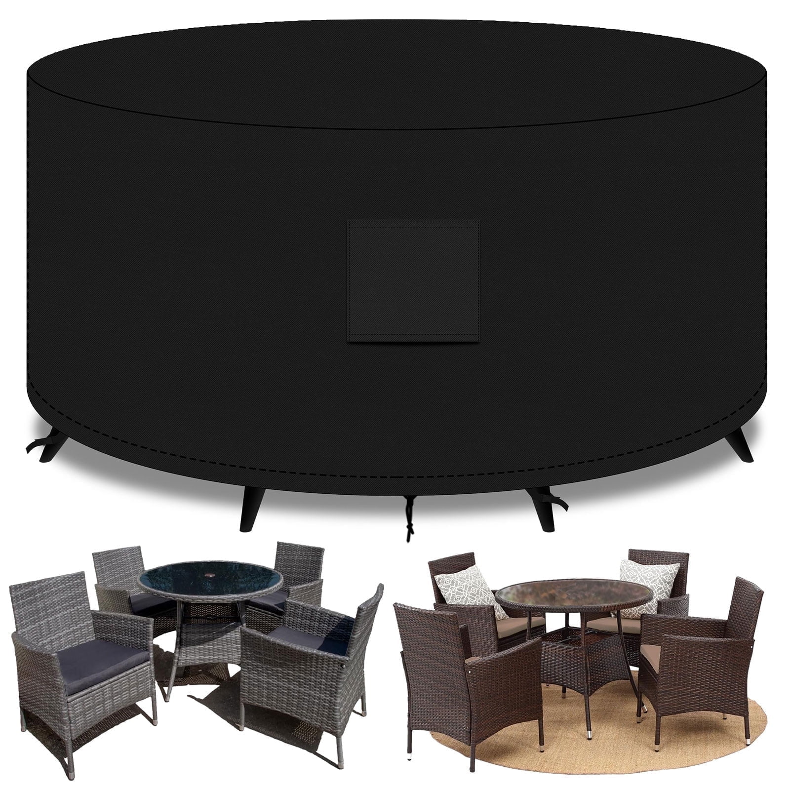 PATIO PLUS Garden Heavy Duty Table Covers Round with Air Vents, 420D ...