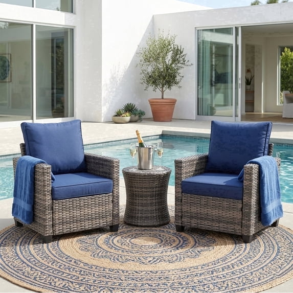Decksplore2 Piece Outdoor Patio Armchair Set, Wicker Rattan Single Sofa ...