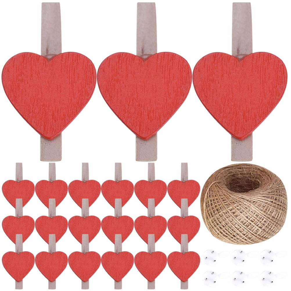 PATKAW 1Set Heart Wooden Clothespins Small Craft Photo Wooden Clips ...