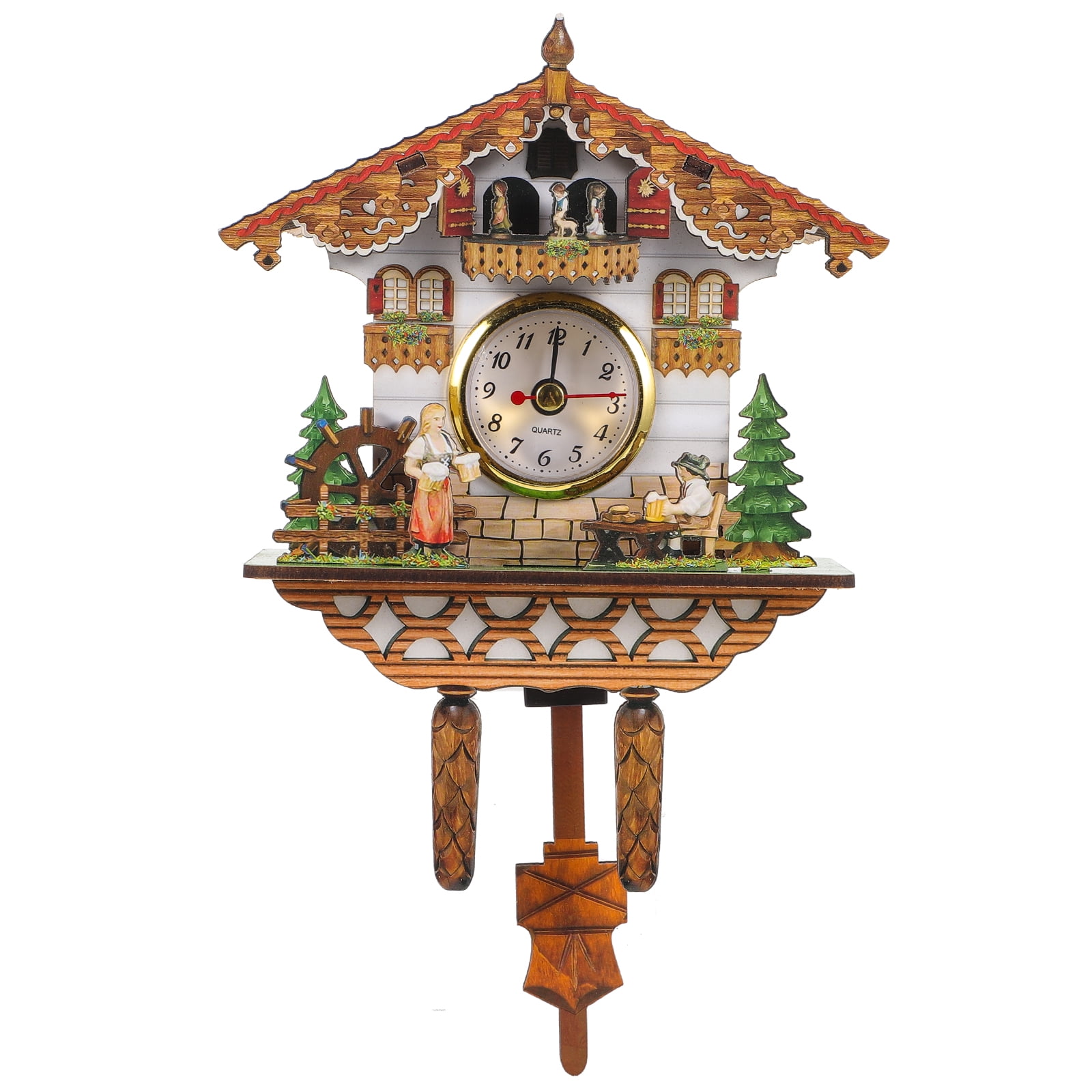 PATKAW Cuckoo Clock Wall Clock Handcrafted Traditional Clock Retro Bird ...