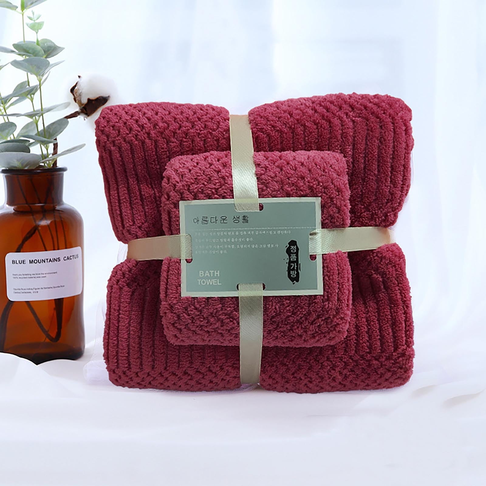 PATLOLAV Coral Velvet Towel Bath Towel Set, Coral Velvet Absorbent Bath Towel Face Towels, Soft ...