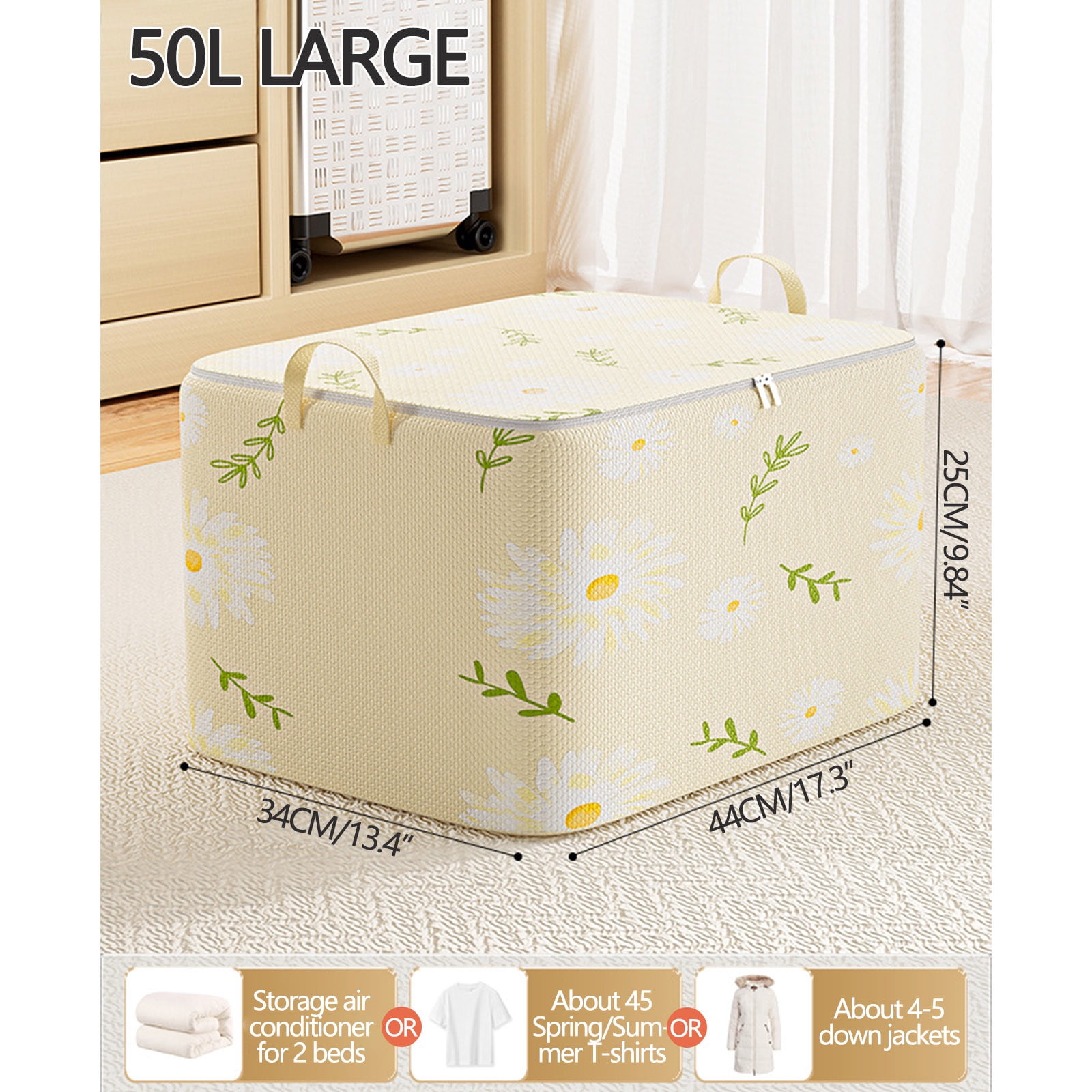 PATLOLAV Large Fabric Storage Bins With Lids,Wildflower Daisy Storage ...