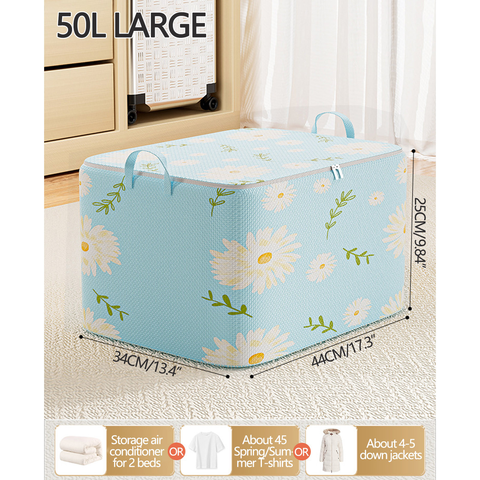 PATLOLAV Large Fabric Storage Bins With Lids,Wildflower Daisy Storage ...