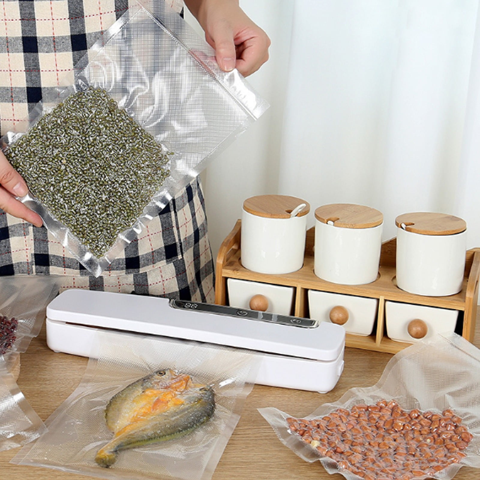 PATLOLAV Vacuum Sealer, 10 Pcs Bags for Vacuum Sealer Machine, LED ...