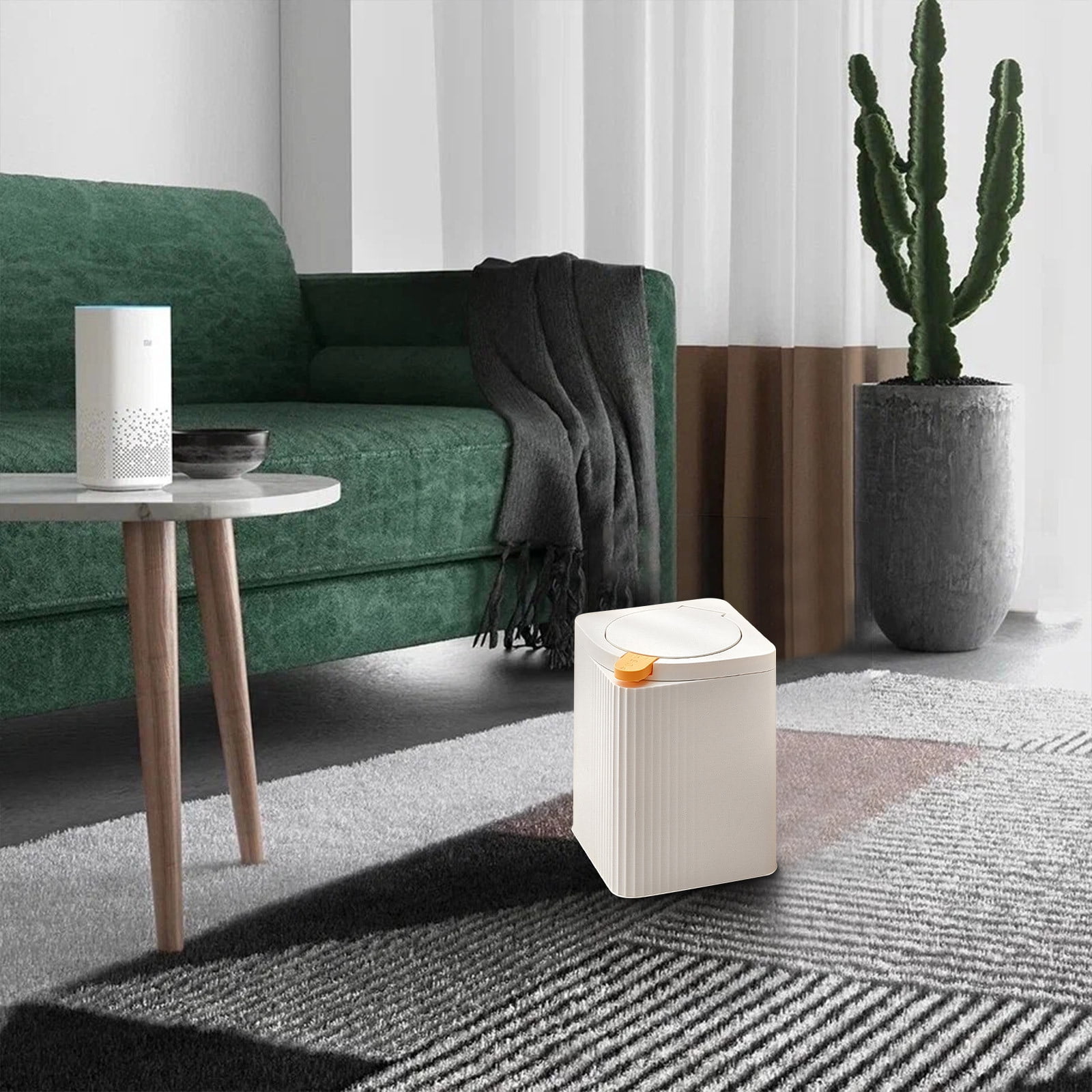 PATLOLAV White Desktop Trash Can, Trash Can with Press Lid to Open ...