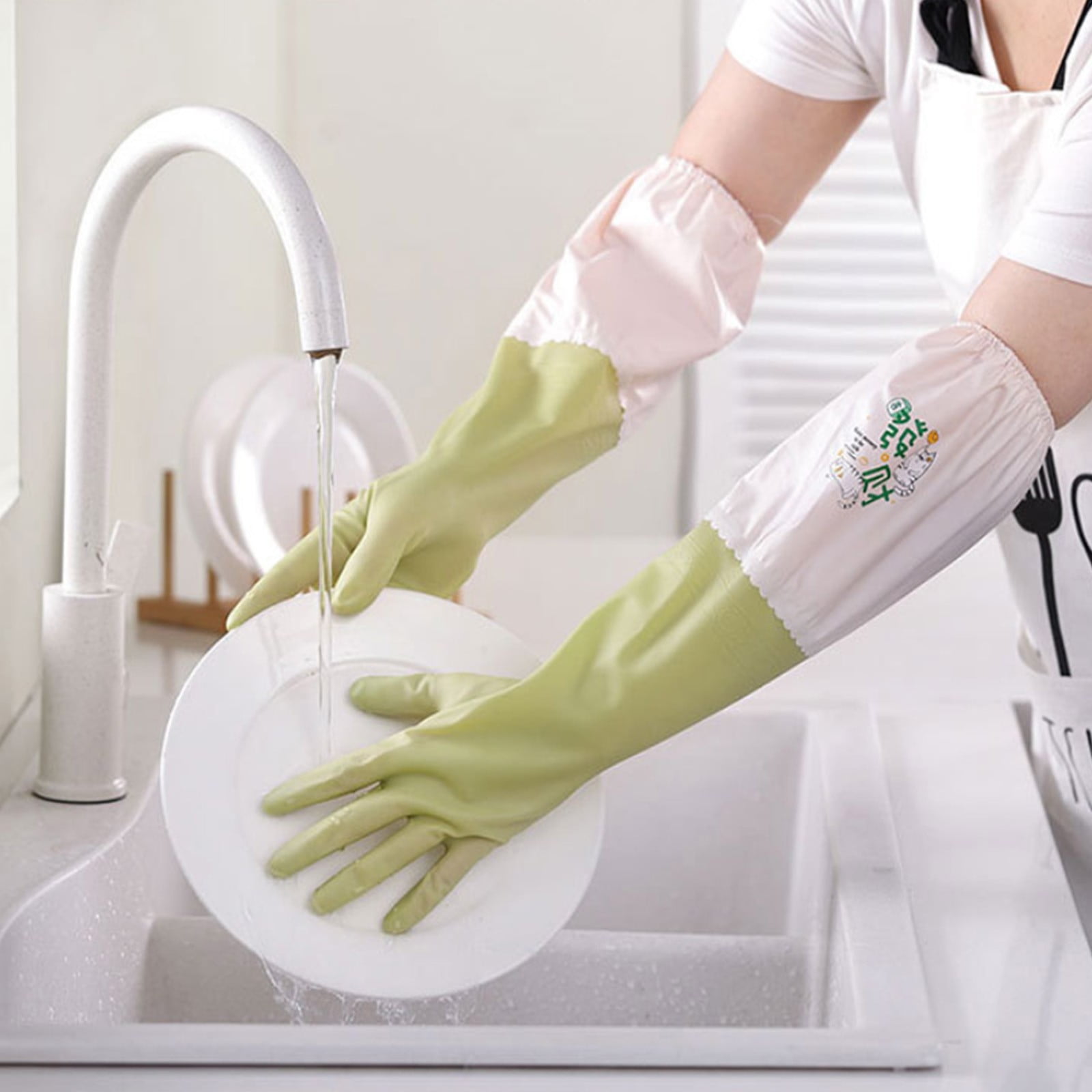 PATLOLLAV 1 Pair Non-slip Cleaning Gloves Natural Rubber Cleaning ...
