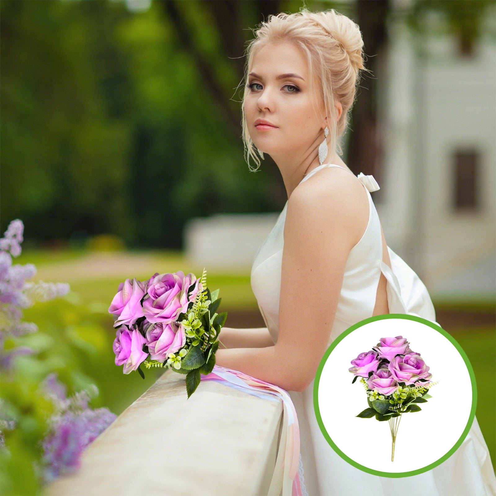 PATLOLLAV 1 Pcs Artificial Flower Simulation Bulgarian Roses Bouquet 7 ...