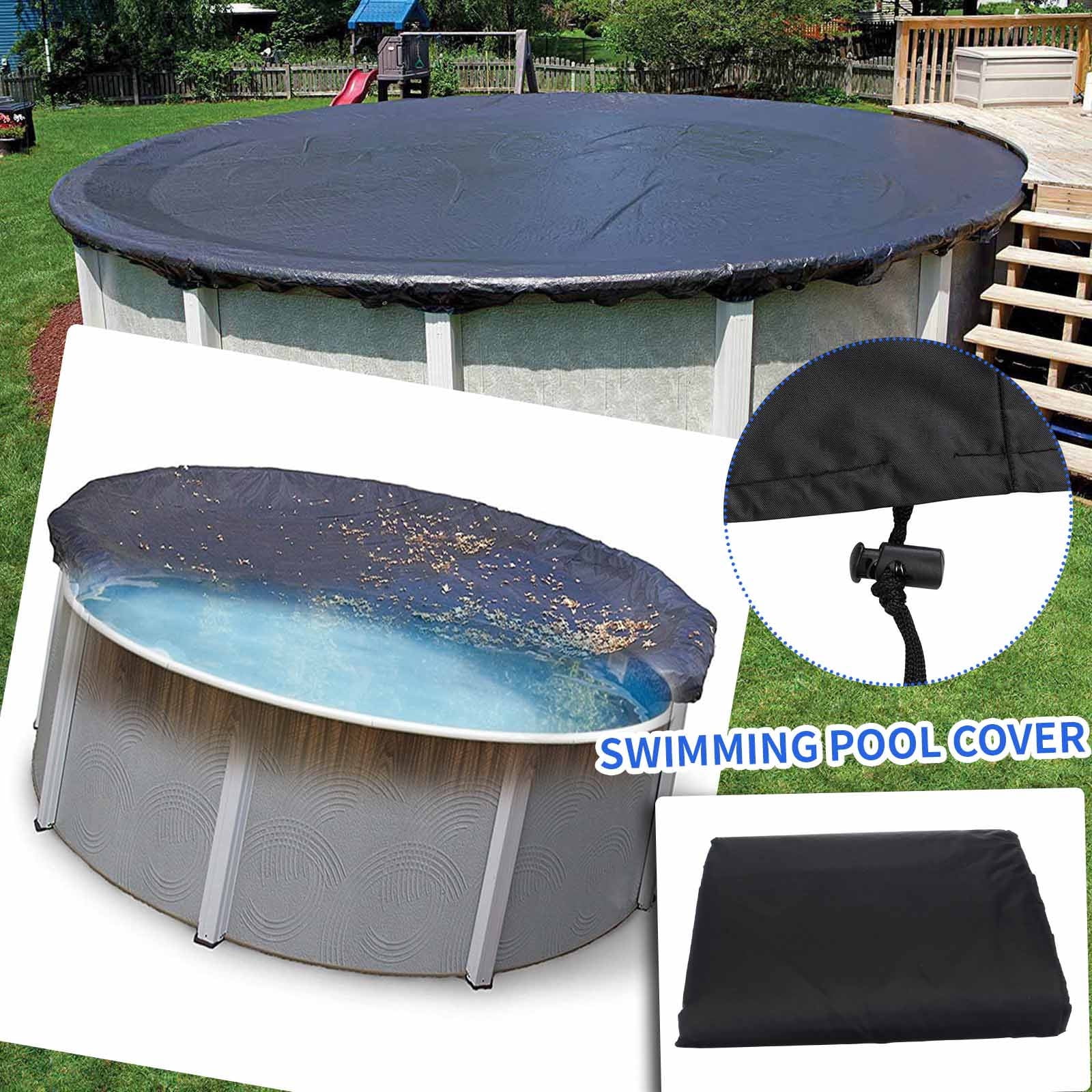 PATLOLLAV 11.8 Ft Round Pool Cover with Windproof Ropes, 210D Swimming ...