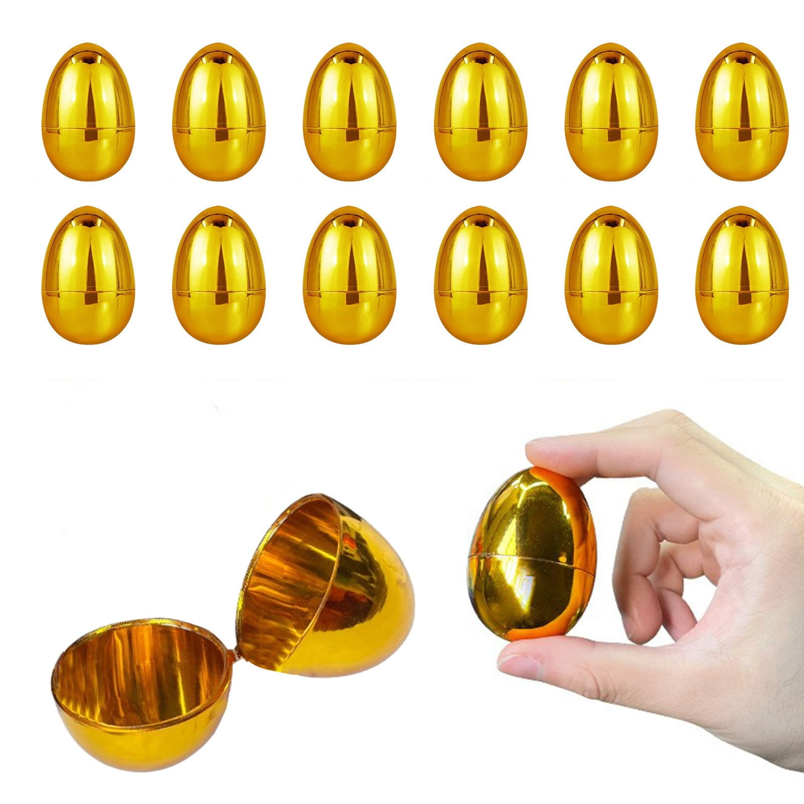 PATLOLLAV 12-Pack Fillable Golden Easter Eggs with Secure Closure ...