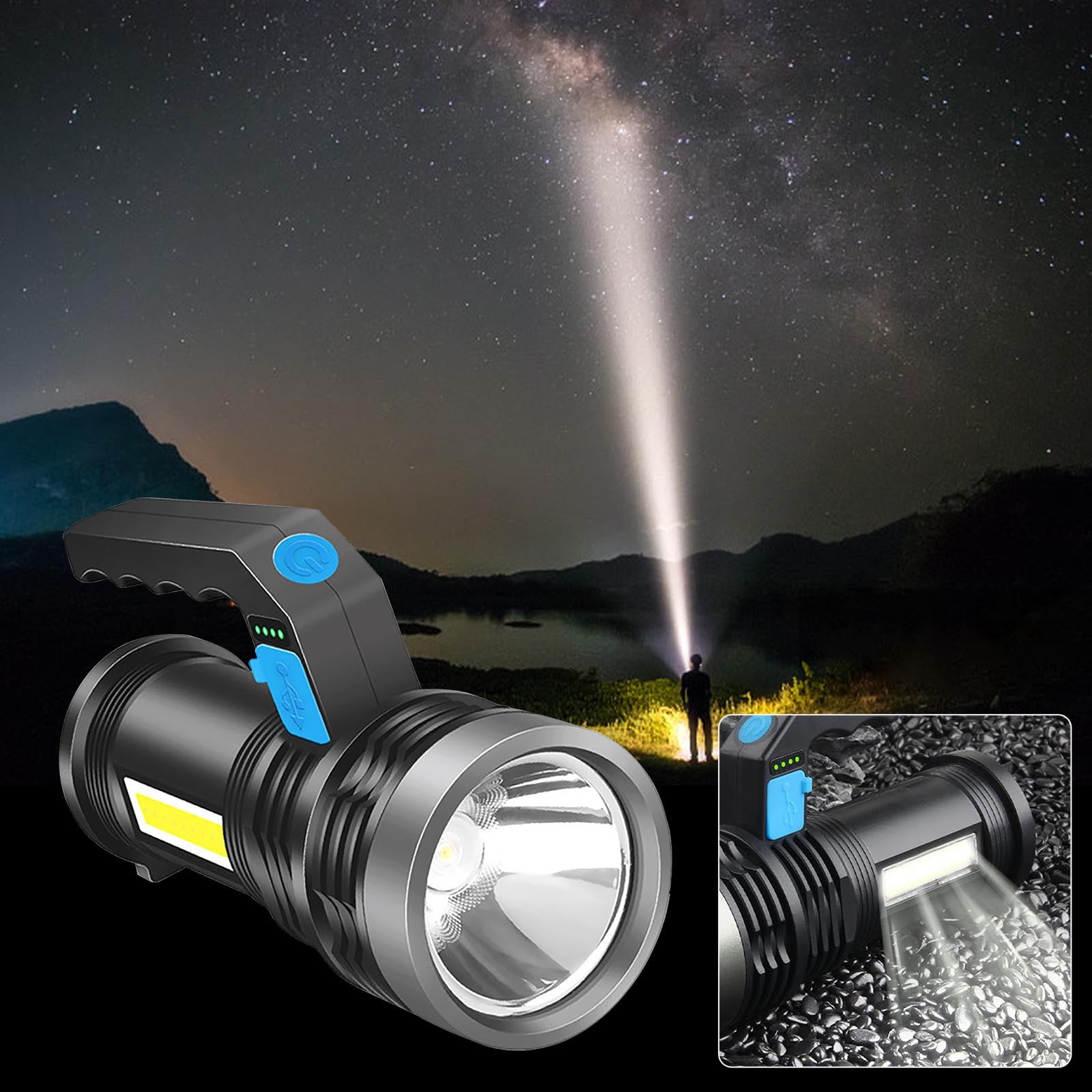 PATLOLLAV 1200mAh 6inch Rechargeable LED Flashlight Mini Light COB ...