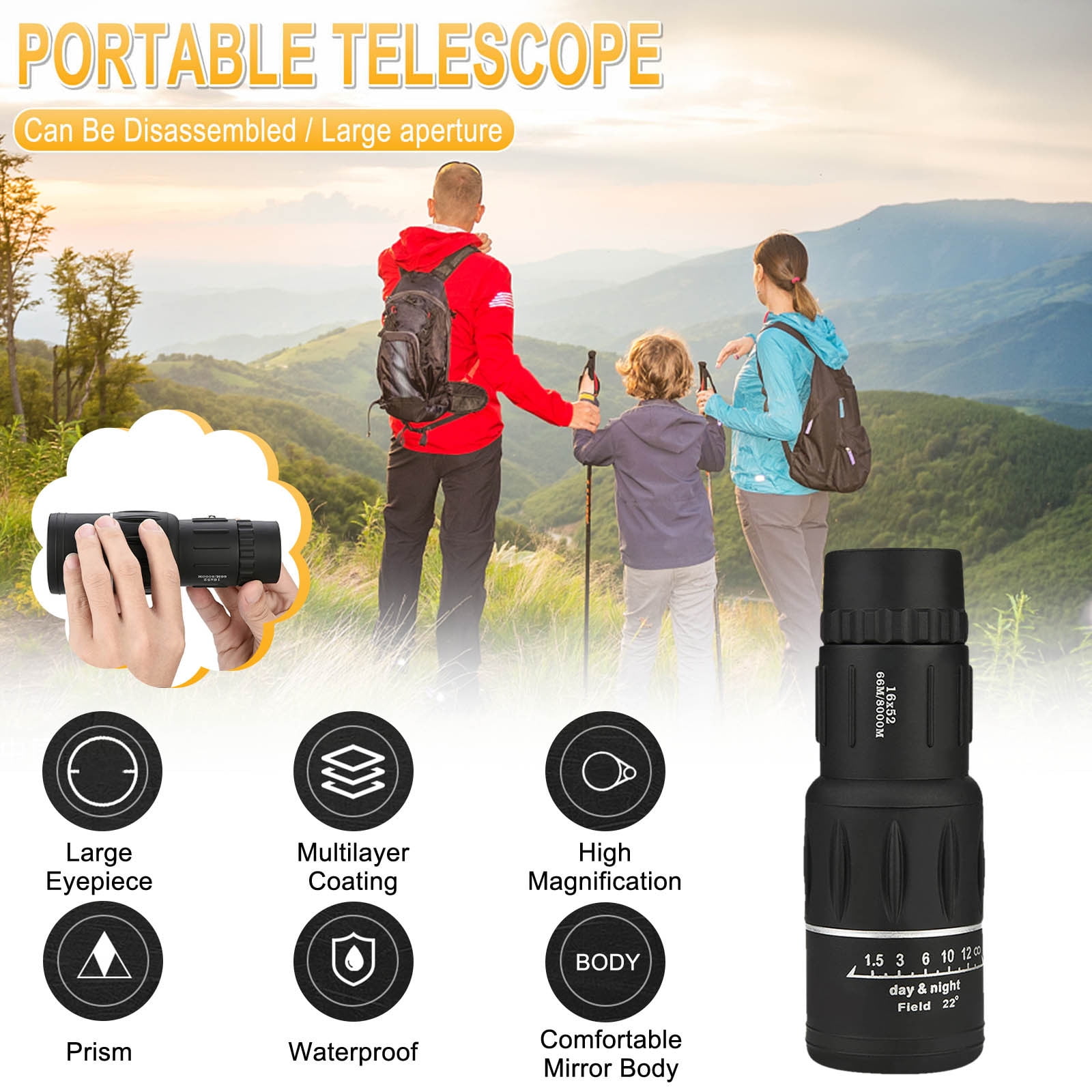 PATLOLLAV 16X Monocular Dual Focus Optics Zoom Telescope for Birds ...