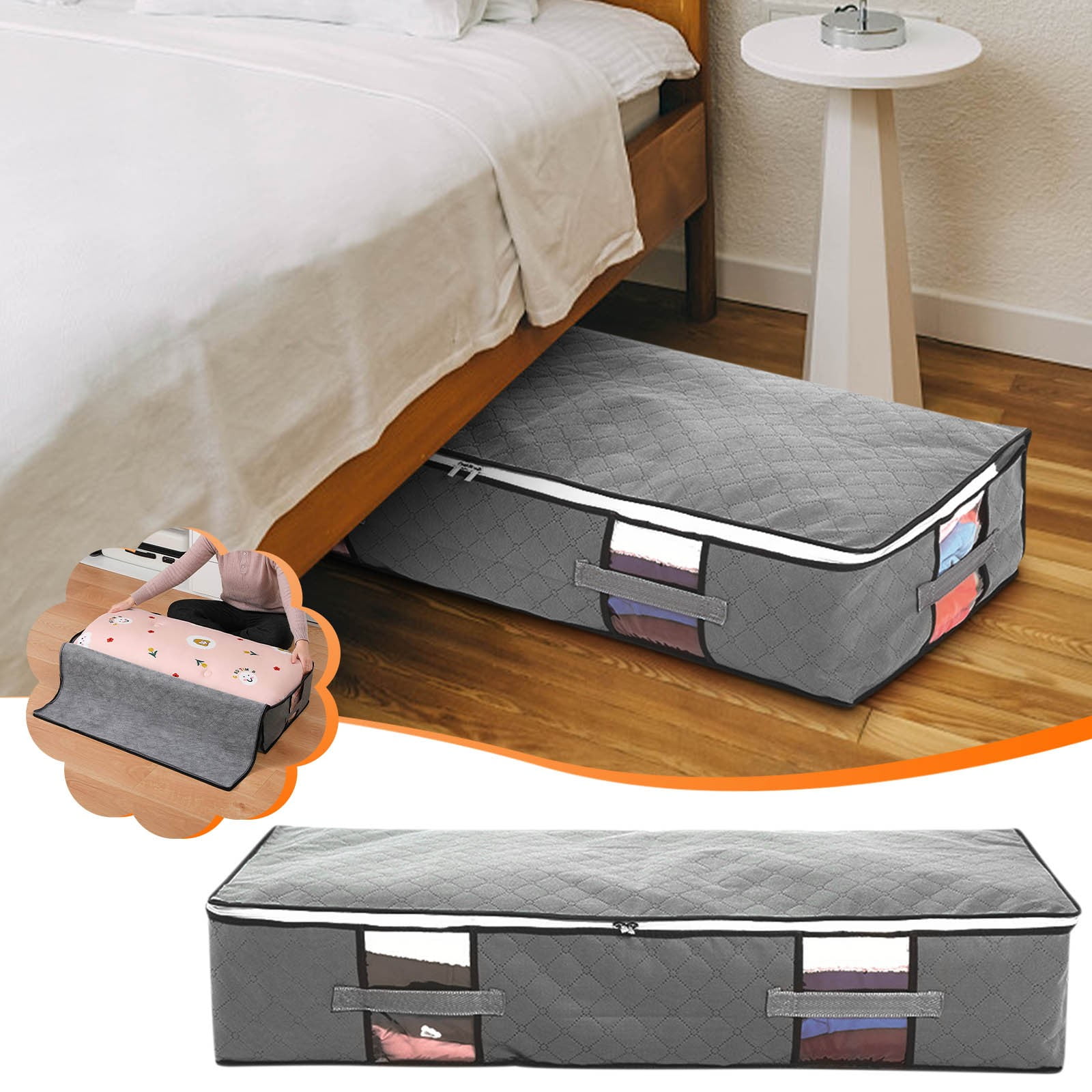 PATLOLLAV 1Pcs Under Bed Storage,Non-Woven Zipper Underbed Storage ...