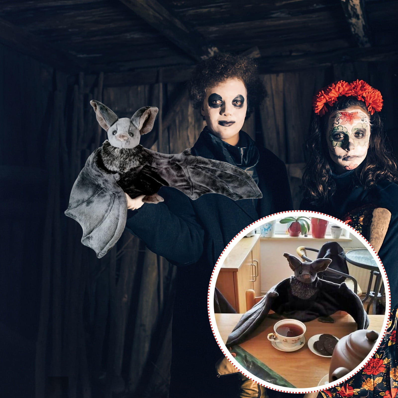 PATLOLLAV 2 Pcs Bat Plush Toys,23 Inch Creepy Goth Bat Stuffed Animal ...