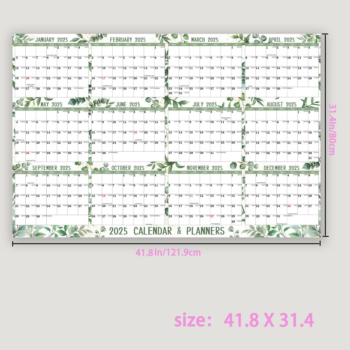 PATLOLLAV 2026 Wall Mounted Calendar Dry Erase Calendar,41.8 x 31.4 ...