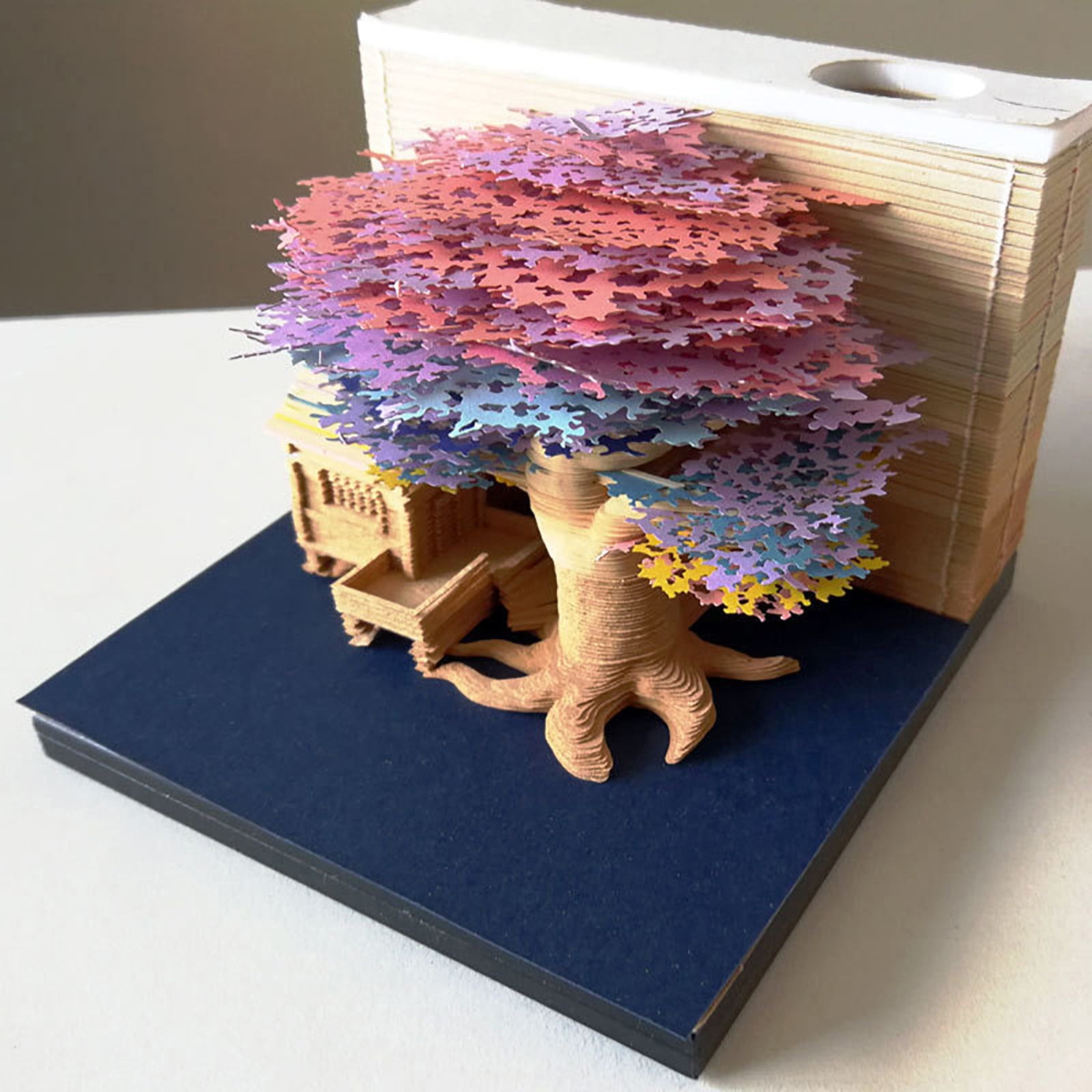 PATLOLLAV 3D Note Paper Treehouse Pen Holder, Funny Cute 6D Paper ...