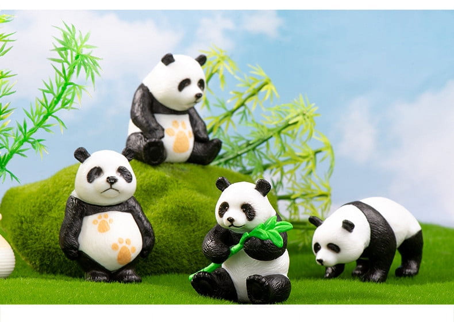 PATLOLLAV 4Pcs Mini Panda Figurines Little Animals Figures Miniature ...