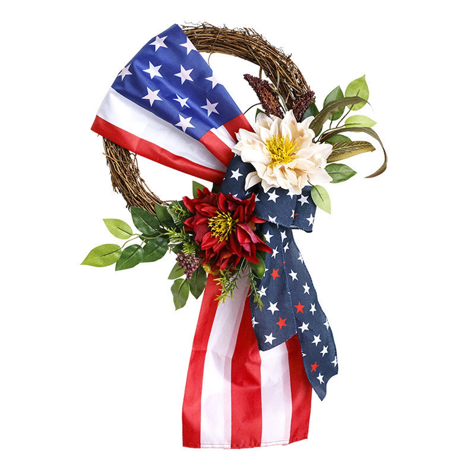 PATLOLLAV 4th of July Decoration Wreath,18 inch Grapevine Wreath with ...